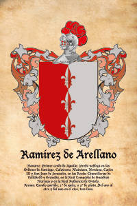 Escudo heráldico RAMIREZ DE ARELLANO - Tienda Heráldica